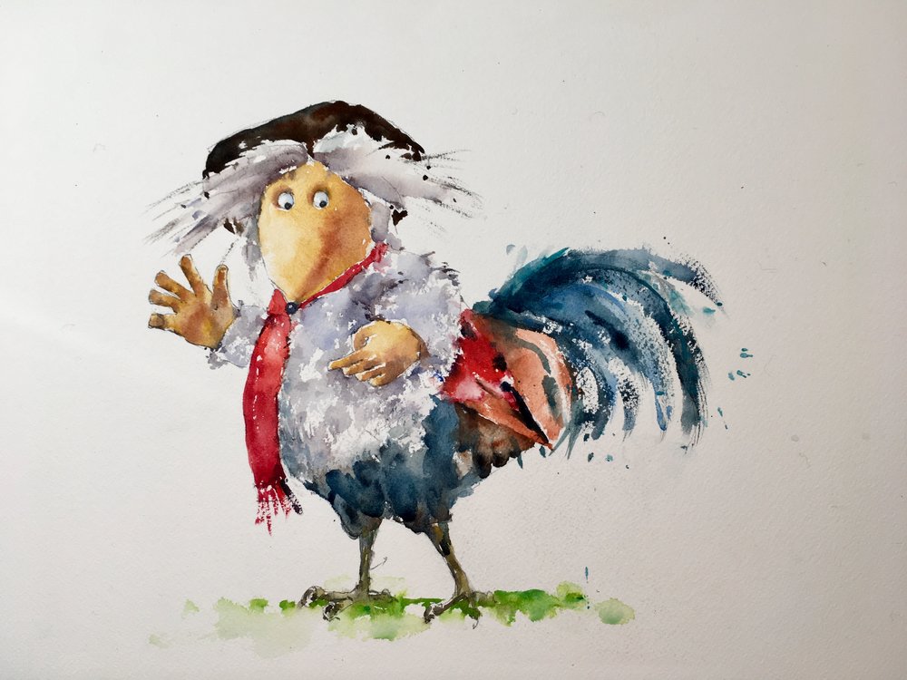 The Legendary Cockwomble Original Watercolor Painting - Michele Clamp Art