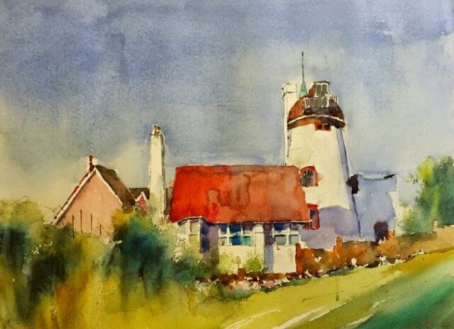 Old Mill Watercolor - Michele Clamp Art