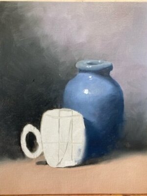 Vase and Pot Oil Still Life - Michele Clamp Art