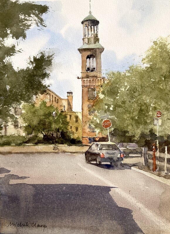 Cambridge Street Original Watercolor Painting - Michele Clamp Art
